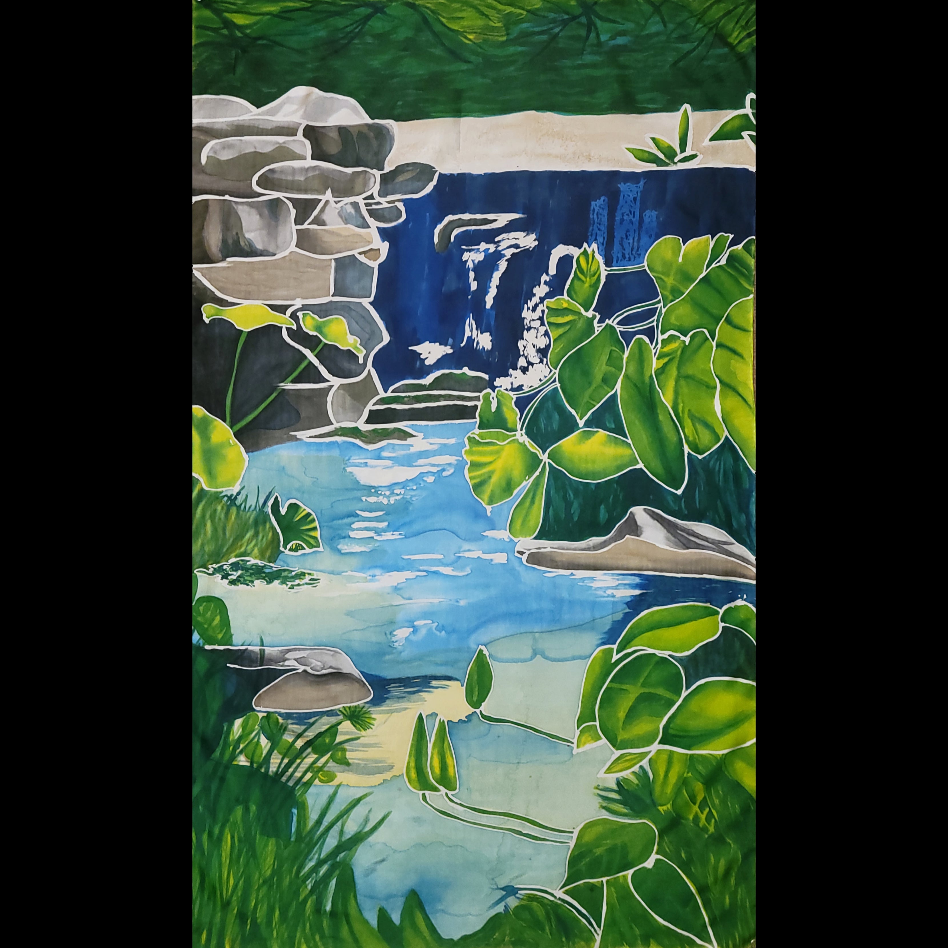 Waterfall hand-painted silk scarf Amy Bridges ...